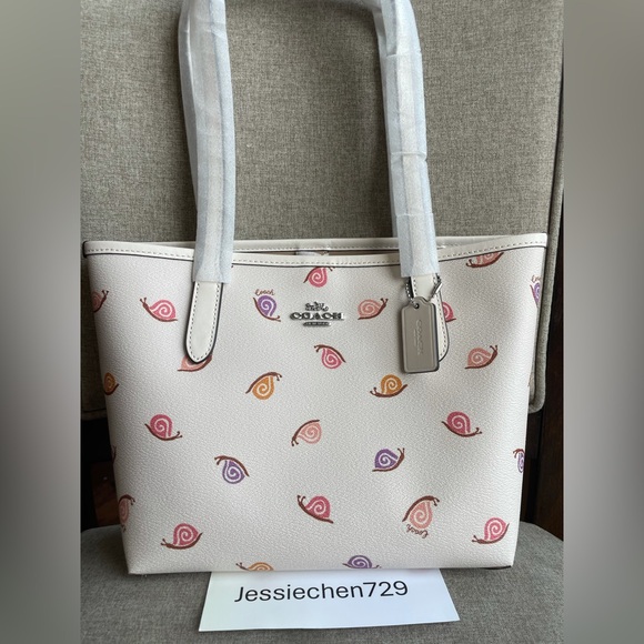 Coach | Bags | Nwtcoach Small City Tote With Snail Print Coach Cv269 ...